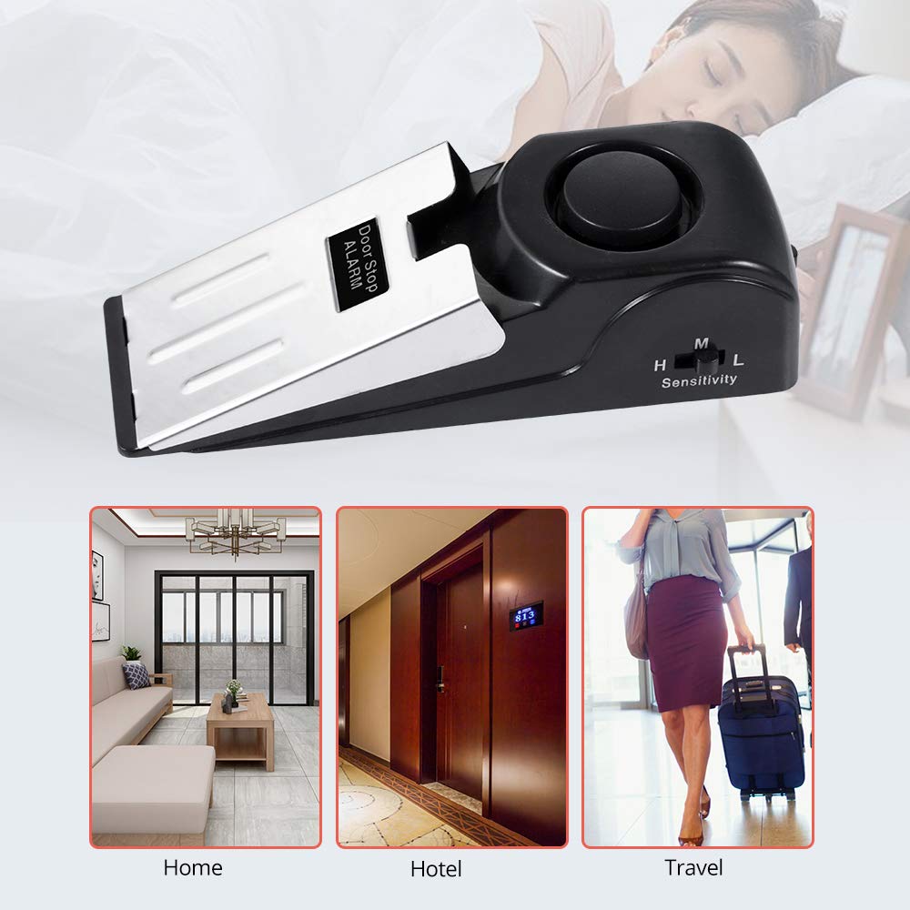TOWODE Upgraded Door Stop Alarm 3-Pack, Door Stoppers Security Alarm with 120 dB - Great Gift for Traveling Hotel Home Apartment Door Stopper Security Tools