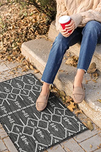 Adiva Rugs Outdoor Indoor Area Rug, Weather Resistant, Easy to Clean, Stain Resistant Floor Mat for Dining Room, Backyard, Deck, Patio (Pebble Weiss, 2' x 3')