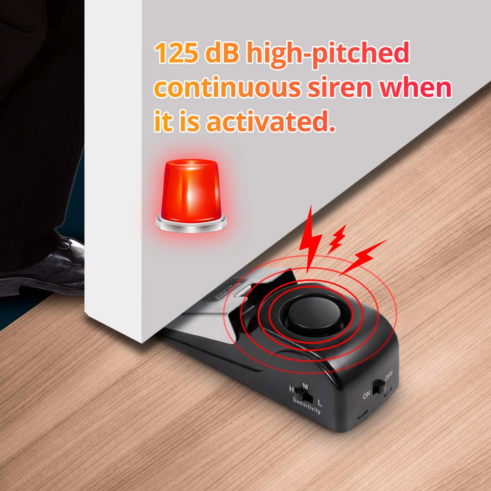 TOWODE Upgraded Door Stop Alarm 3-Pack, Door Stoppers Security Alarm with 120 dB - Great Gift for Traveling Hotel Home Apartment Door Stopper Security Tools