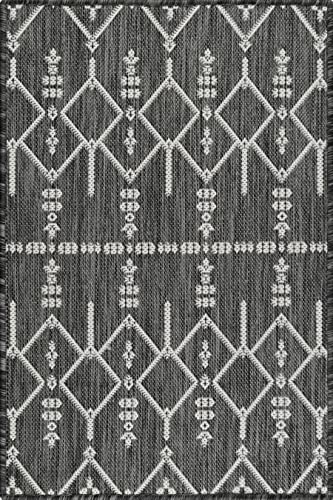 Adiva Rugs Outdoor Indoor Area Rug, Weather Resistant, Easy to Clean, Stain Resistant Floor Mat for Dining Room, Backyard, Deck, Patio (Pebble Weiss, 2' x 3')