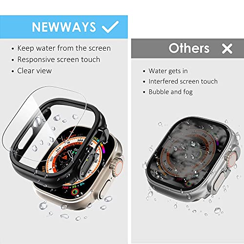 VeveXiao Compatible with Apple Watch Ultra 49mm Screen Protector, iWatch PC Case PET Film All-Around Bumper Protective Cover for iWatch 8 Smartwatch Accessories (Black)