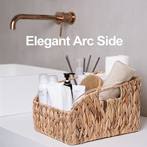 FairyHaus Wicker Baskets 2 Pack 11x9x7" & 9.5x7.5x6.5", Natural Water Hyacinth Wicker Storage Basket for Organizing, Hand-woven Big Wicker Basket with Handles, Large & Small Wicker Baskets Set for Storage Shelves