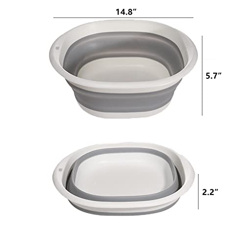 Kvoike 14.8" Collapsible Multipurpose Plastic Washing Basin, Space Saving, Easy to Store, Foldable Basin for Camping Dish Washing Tub and RV Sink