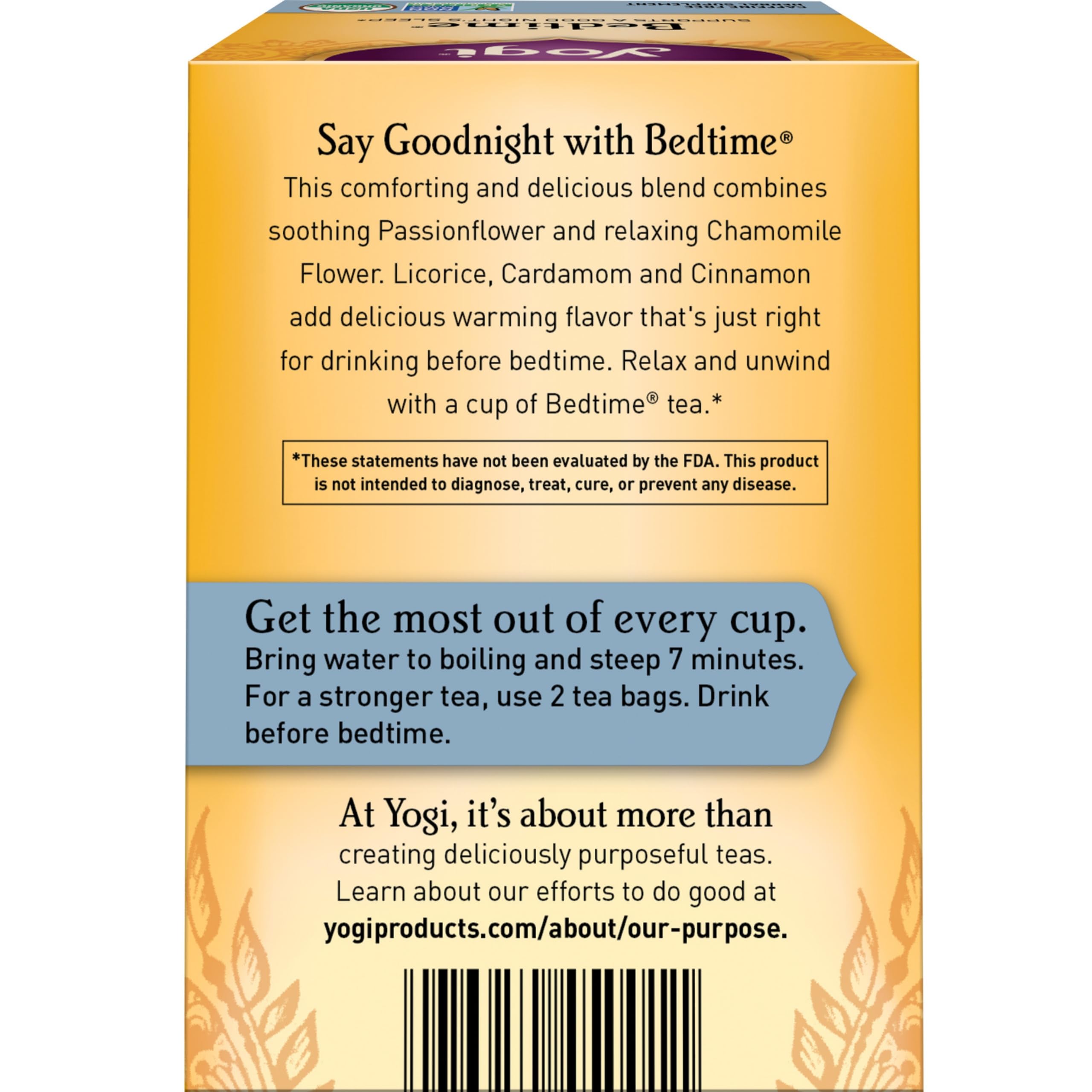 Yogi Tea - Bedtime (4 Pack) - Supports a Good Night’s Sleep - Tea with Passionflower, Chamomile, Valerian Root, and Lavender - 64 Organic Herbal Tea Bags