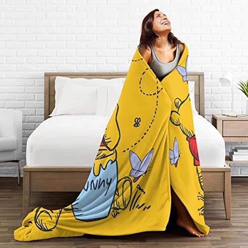 Jvolxui Cute Cartoon Bear Blanket Super Soft Flannel Blanket Luxury Warm Plush Bedding for Sofa Living Room Bedroom, Black1, S 50''x40''