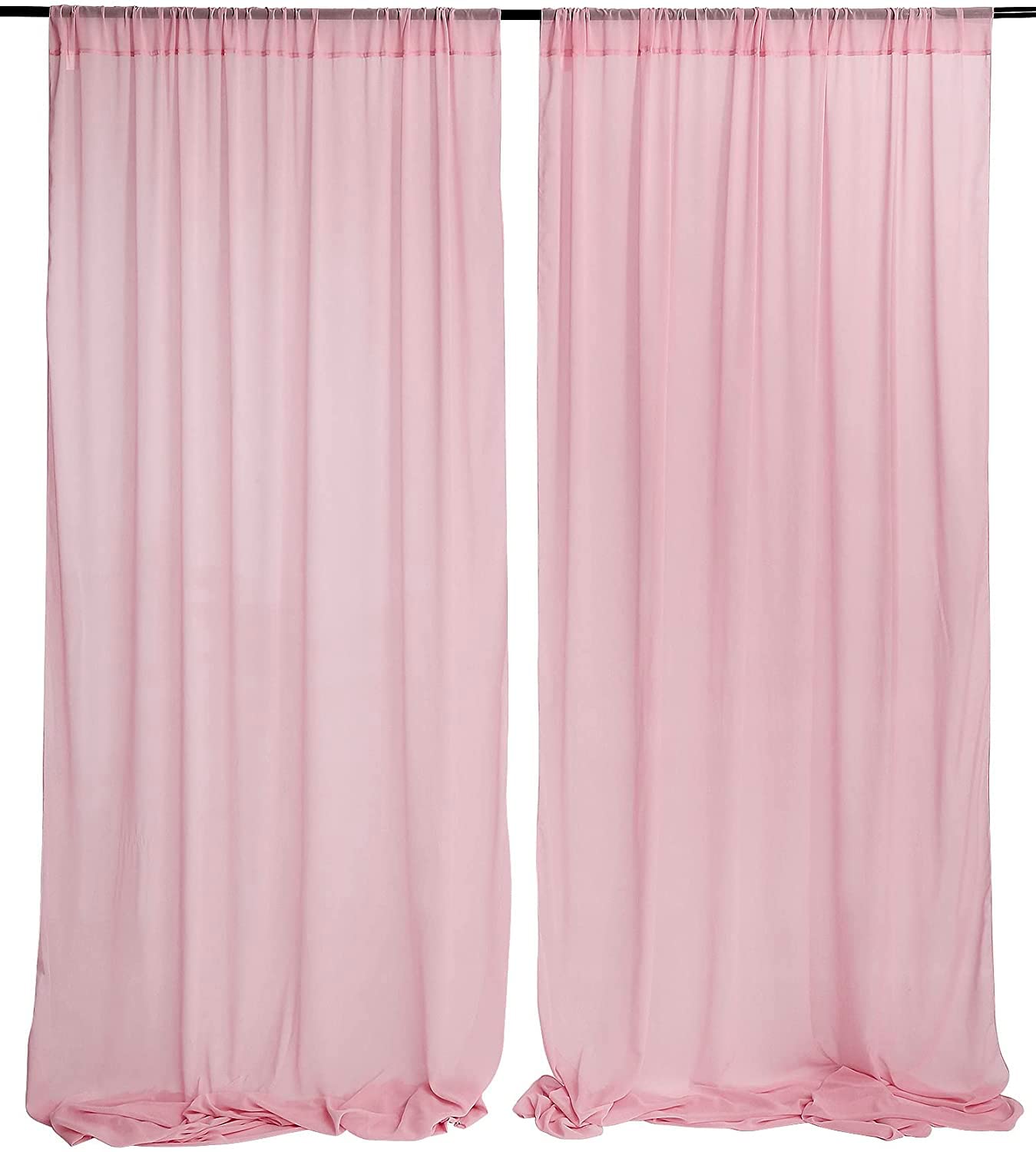 MDS - Wrinkle-Free Wedding 10ft x 10ft Dusty Rose Chiffon Backdrop Curtains Drapes, Sheer Chiffon Fabric Photography Curtain Drapes for Wedding Ceremony Arch Party Stage Decoration - Dusty Rose