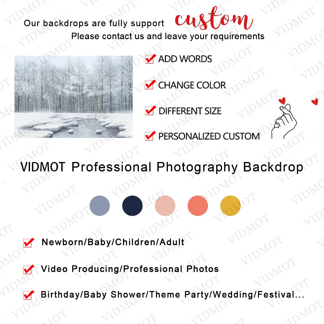 VIDMOT Winter Forest Background 7x5ft Snowy Scene Natural Background for People Artistic Portrait Photo Shooting Cold Ice Snow Wold Backdrop Photography Studio Set Props BJXPVV635