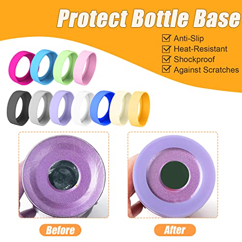 12 PCS 70mm Bottom Protective Silicone Sleeve Cup Mat Heat-Resistant Water Bottle Holder Mat Non-Slip Cup Mug Coaster for Insulation Tumbler Protector Bar Coasters - Multicolor
