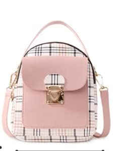 Strip Pattern Women's Backpack, Small School Bag, Zipper Fashion Top Handle Bag With Front Pocket, Shoulder Purse (PINK)
