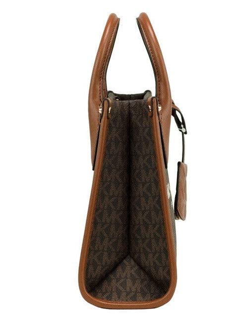 Michael Kors Mirella Small Brown PVC Top Zip Shopper Tote Crossbody Women's Handbag