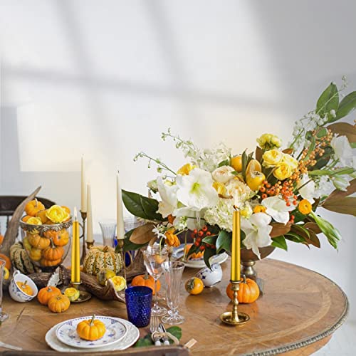 Taper Candles Gold - Set of 4, 10 Inch Tall Unscented Dripless Candles with Cotton Wicks Perfect for Dinner, Party, Wedding or Farmhouse Decor-7/8 Base (Gold)