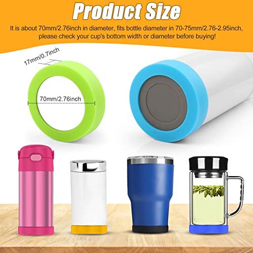 12 PCS 70mm Bottom Protective Silicone Sleeve Cup Mat Heat-Resistant Water Bottle Holder Mat Non-Slip Cup Mug Coaster for Insulation Tumbler Protector Bar Coasters - Multicolor