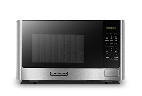 Frigidaire EFR753-PLATINUM EFR753, 2 Door Apartment Size Refrigerator with Freezer, Silver & BLACK+DECKER Digital Microwave Oven with Turntable Push-Button Door, 0.9 Cu Ft