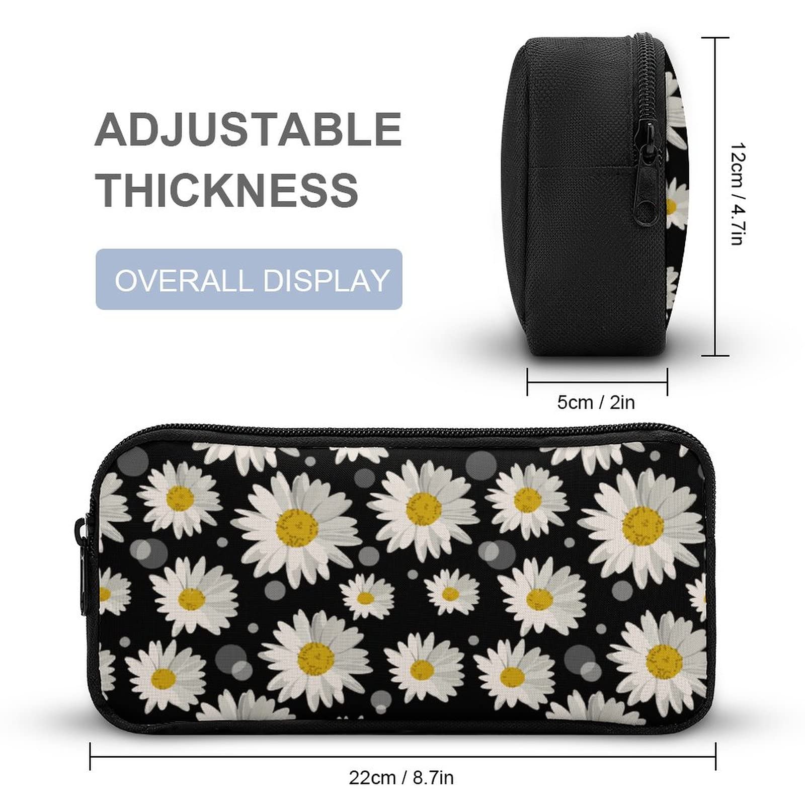 White Daisies Pencil Case Pencil Pouch Coin Pouch Cosmetic Bag Office Stationery Organizer