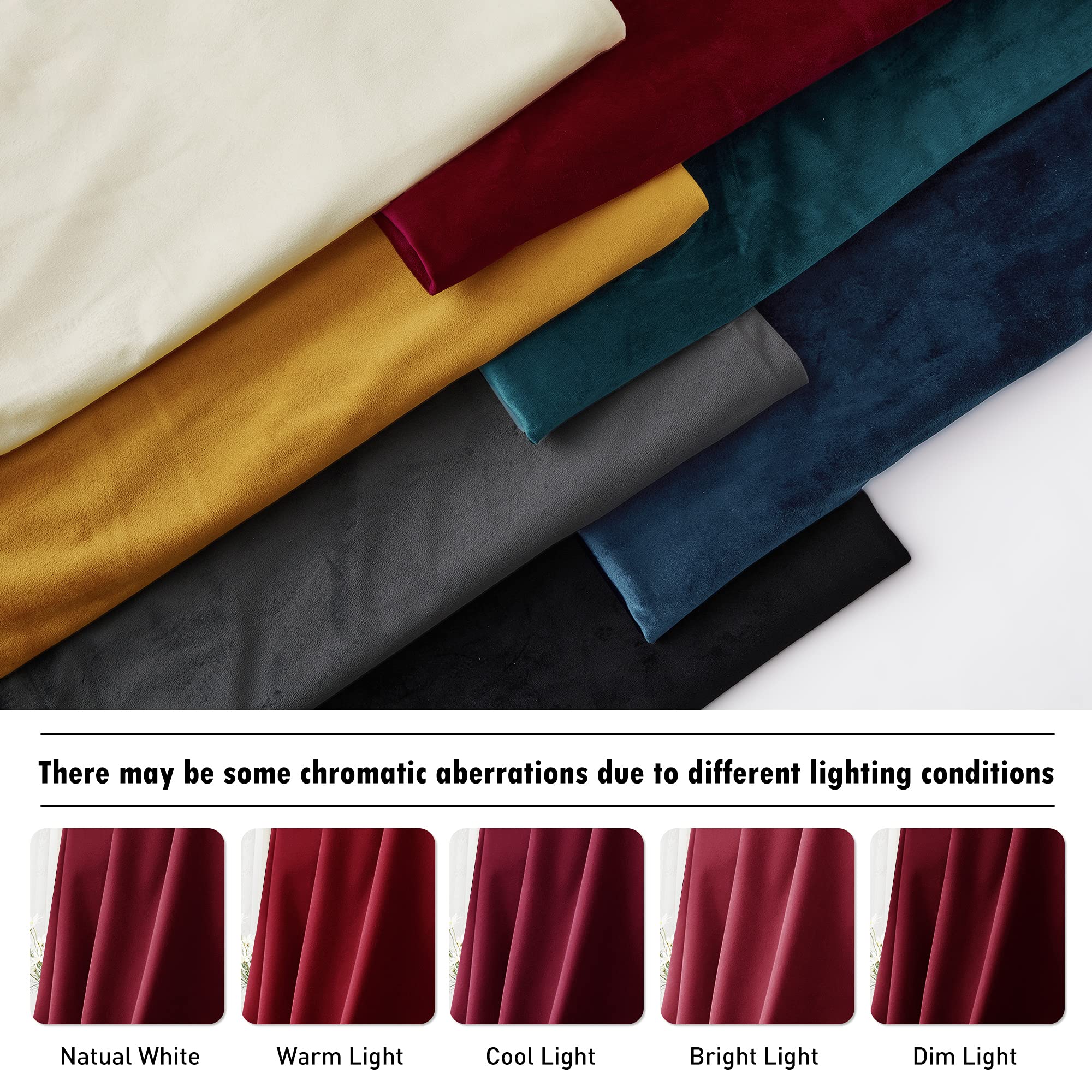 RYB Home Velvet Curtains for Bedroom - Light & Heat Block Back Tabs Window Treatment Energy Efficient Privacy Protection Drapes for Party Backdrop,Film Room, Ruby Red, W52 x L96 inches, 2 Panels