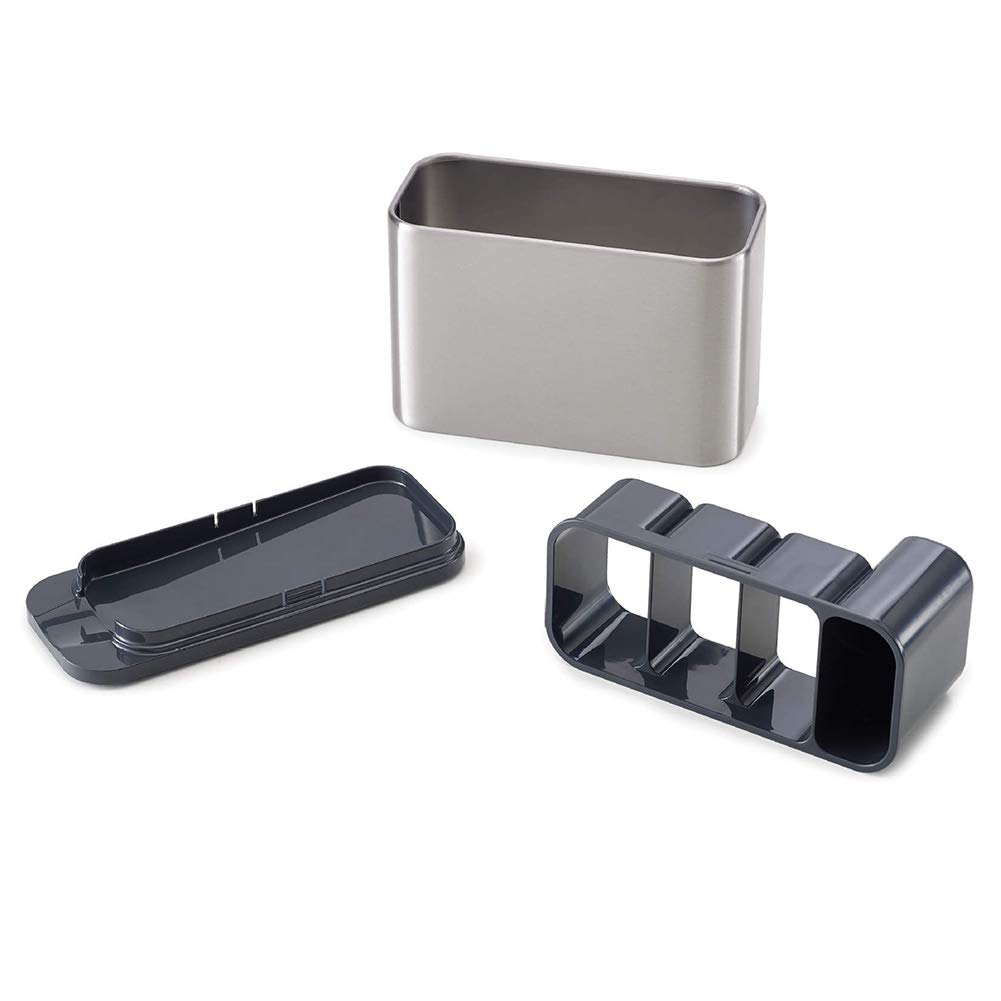 Countertop Organizer Kitchen Caddy Cutlery Drainer, Stainless Steel Utensil Holder Flatware Rectangular Home