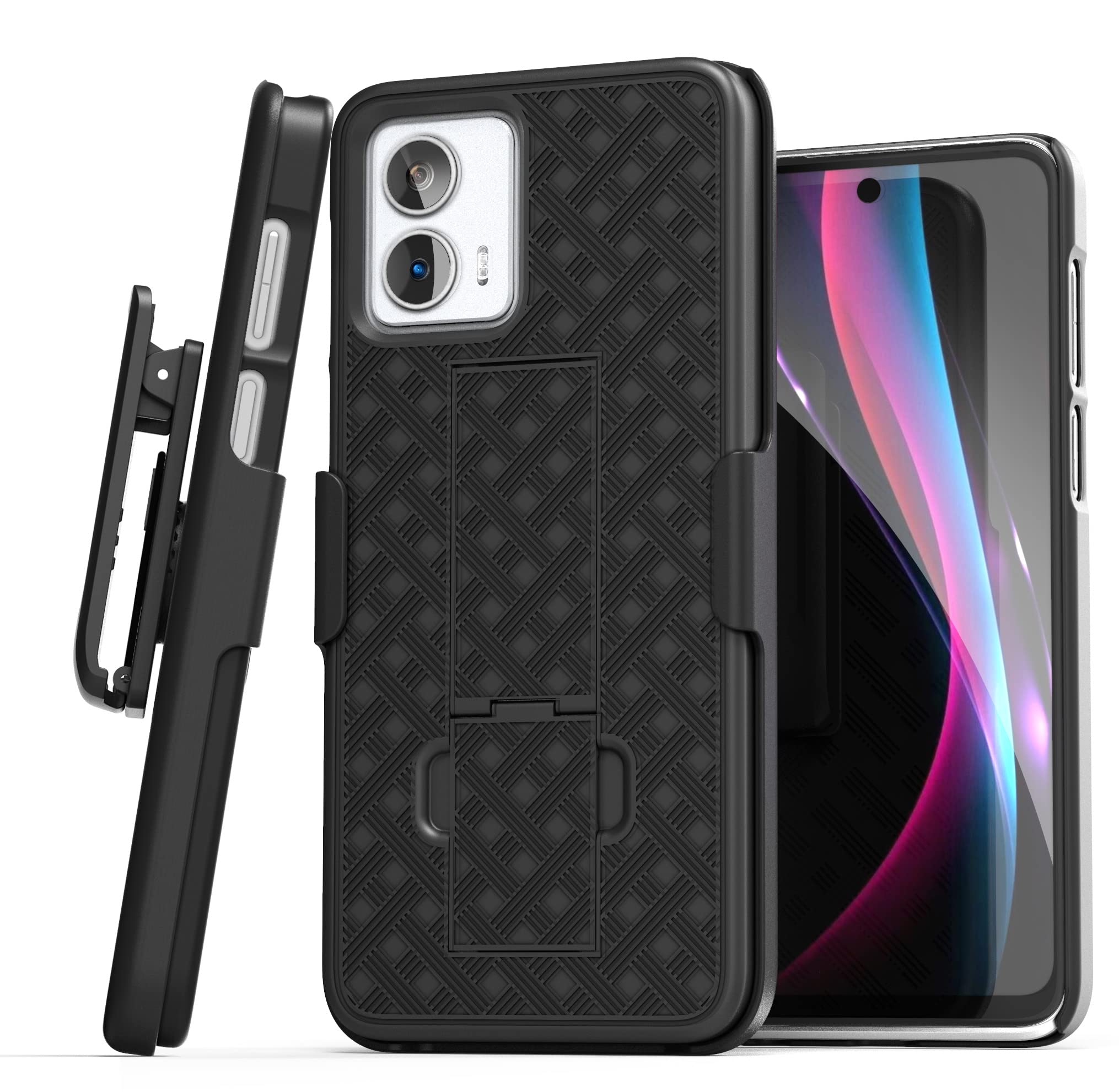 Encased DuraClip for Moto G 5G 2023 Belt Clip Case, Slim Phone Case with Holster (Motorola G 2023) Black
