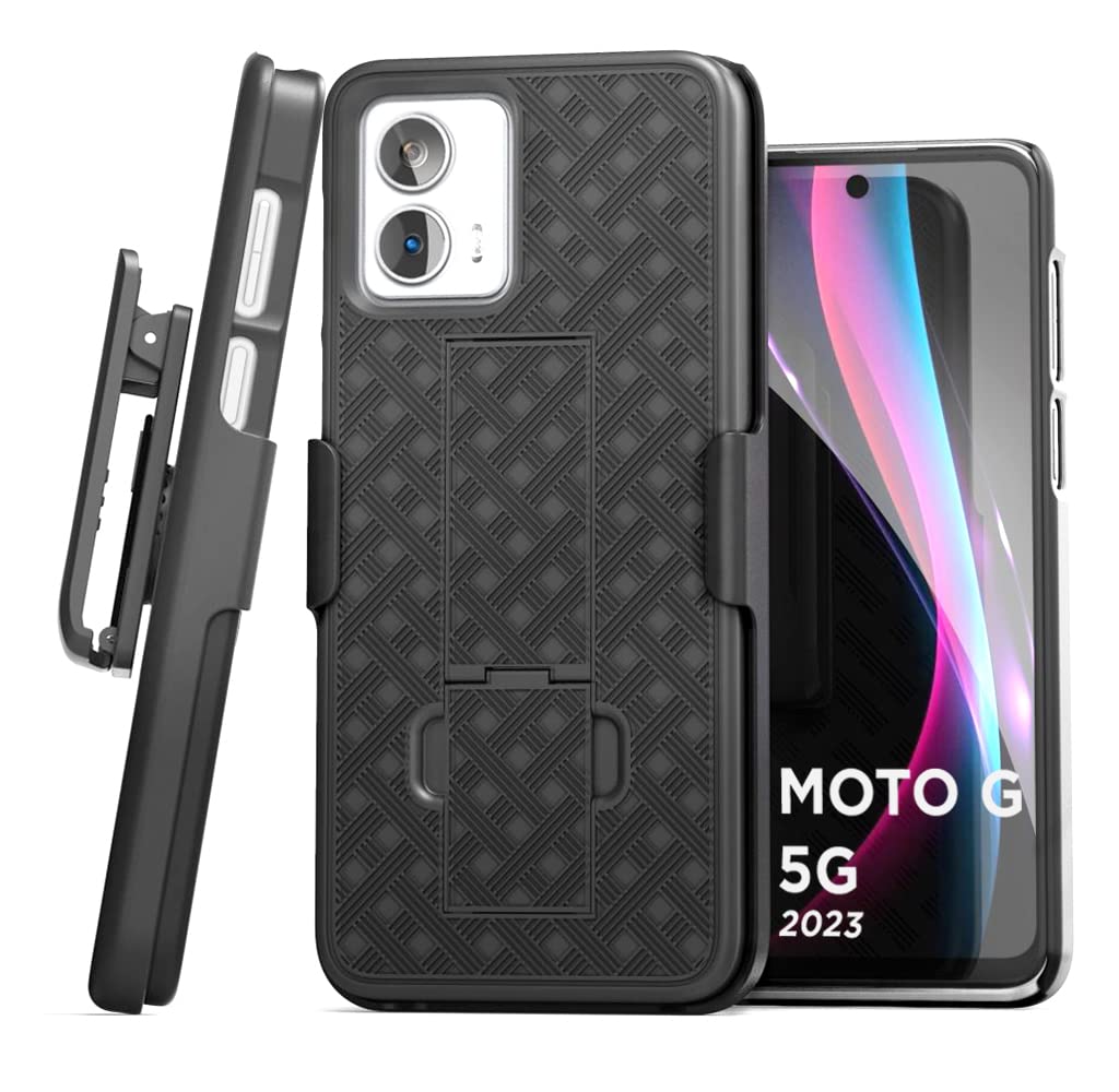Encased DuraClip for Moto G 5G 2023 Belt Clip Case, Slim Phone Case with Holster (Motorola G 2023) Black