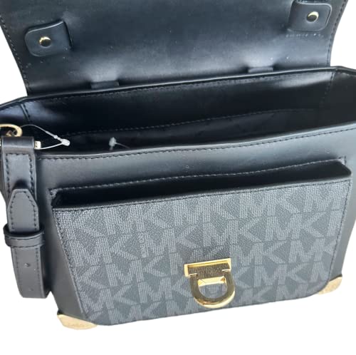 Michael Kors Manhattan Medium Black Signature Leather Purse Satchel Handbag
