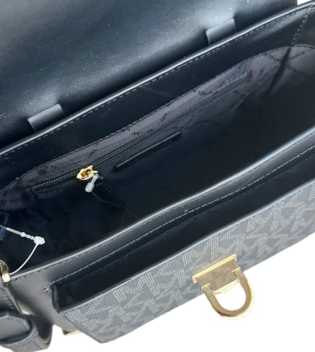Michael Kors Manhattan Medium Black Signature Leather Purse Satchel Handbag