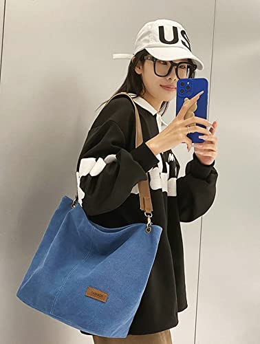 Hobo Bag Women Chic Tote Bag Stylish Casual Retro Students Canvas Shoulder Bag