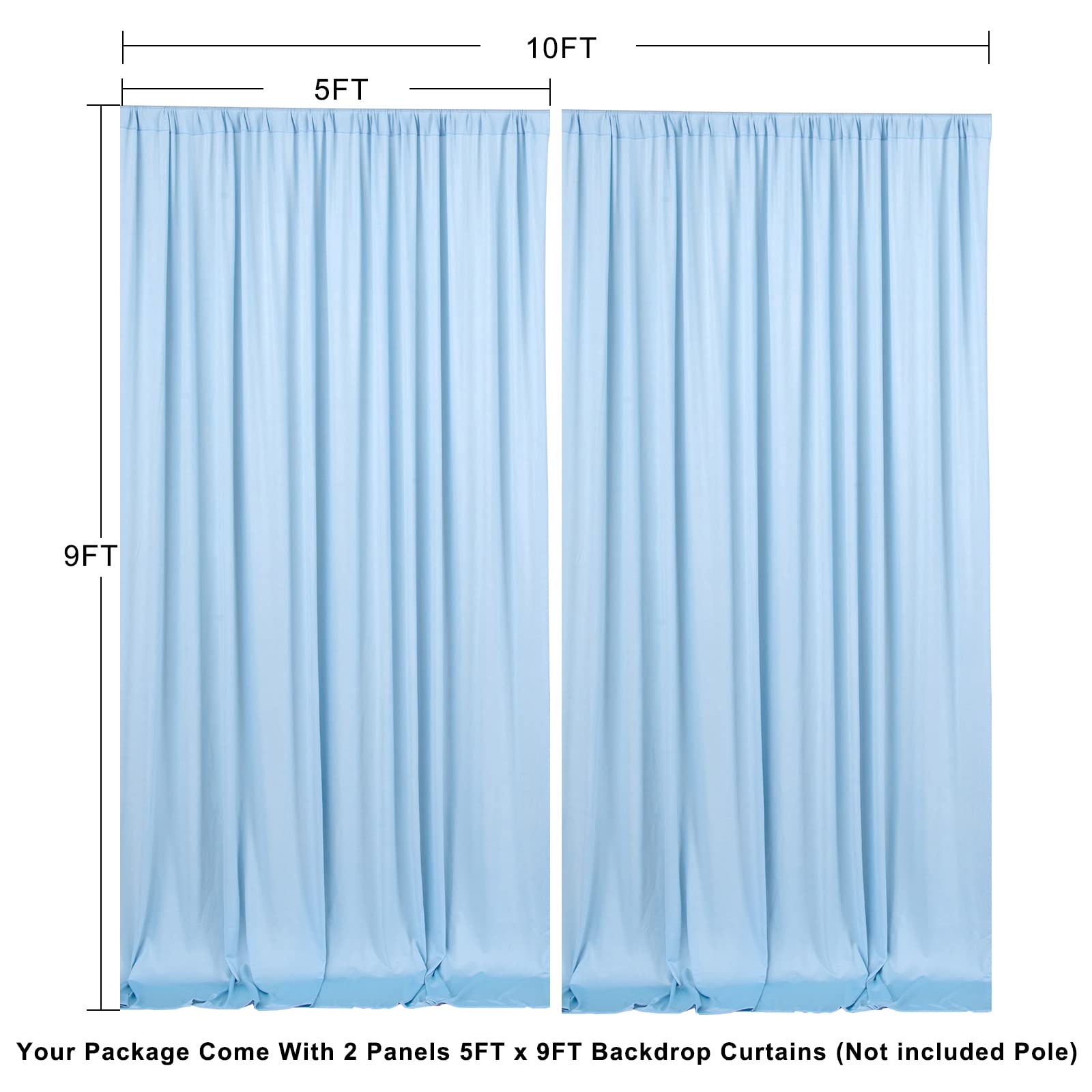 10ft×9ft Wrinkle Free Baby Blue Backdrop Curtains for Parties, Thick Fabric Photo Backdrop Drapes for Wedding Birthday Baby Shower Gender Reveal Photography Home Decor