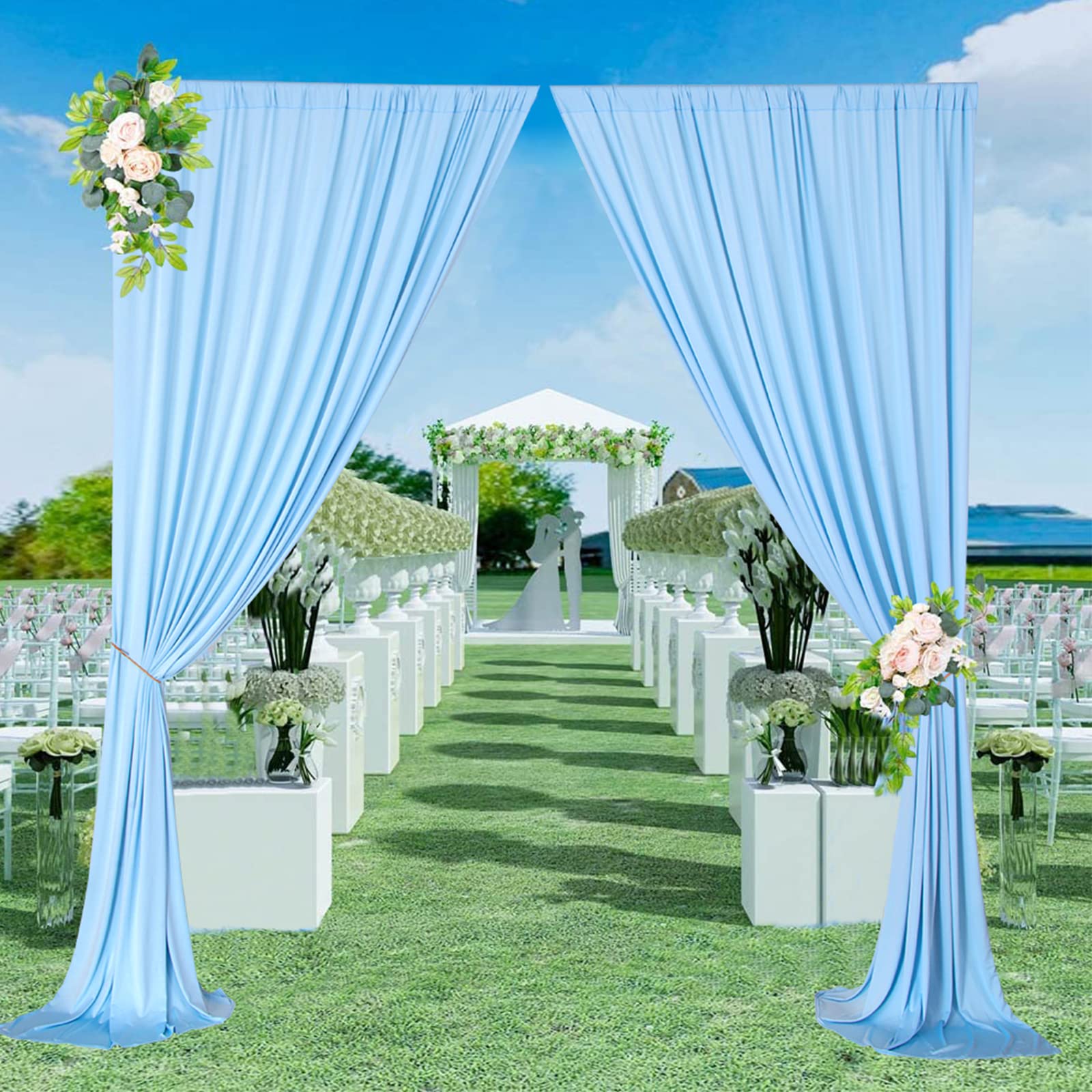 10ft×9ft Wrinkle Free Baby Blue Backdrop Curtains for Parties, Thick Fabric Photo Backdrop Drapes for Wedding Birthday Baby Shower Gender Reveal Photography Home Decor