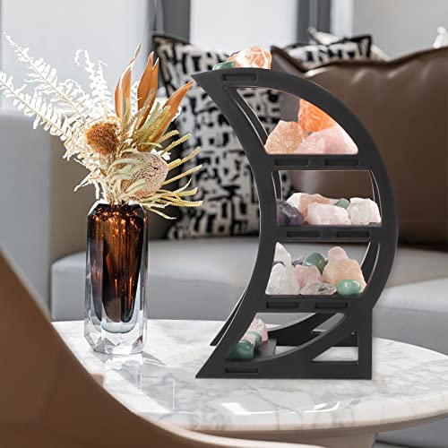 Kiusatig Crystal Shelf Display Crescent Moon Shelf Goth Decor Moon Shelf Boho Shelf Black Shelves for Goth Room Decor for Room,Table,Moon Decor ,Boho Decor