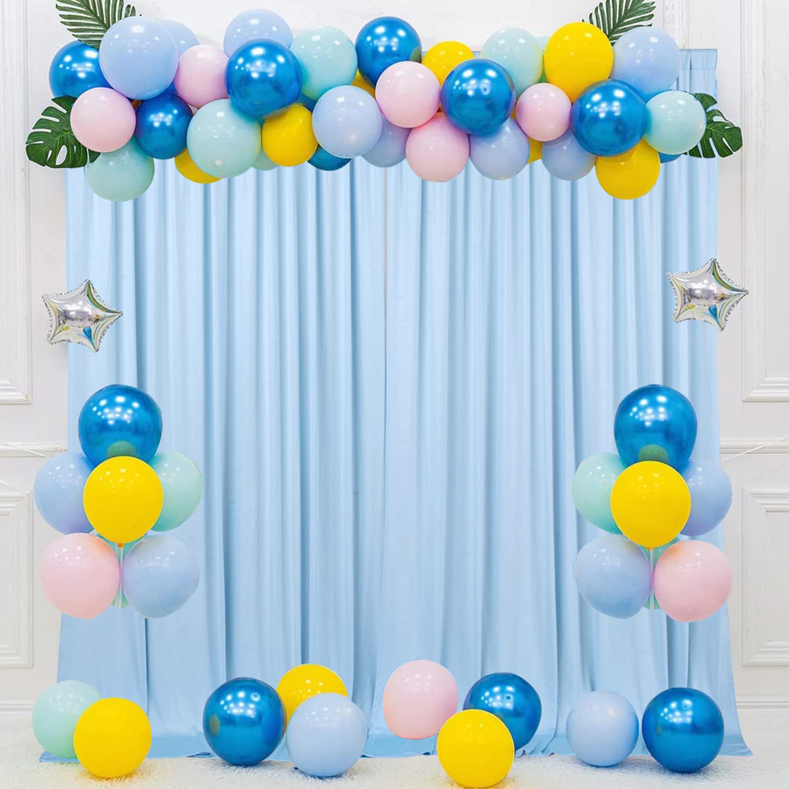 10ft×9ft Wrinkle Free Baby Blue Backdrop Curtains for Parties, Thick Fabric Photo Backdrop Drapes for Wedding Birthday Baby Shower Gender Reveal Photography Home Decor