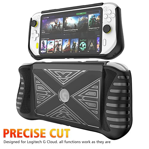 Keruixin Soft TPU Carrying Case Replacement Back Cover for Logitech G Cloud Gaming Handheld (Black)