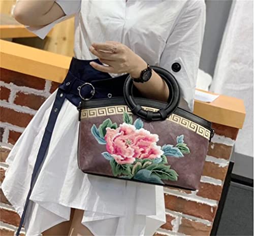 DANN Ladies Embroidered Handbag PU Ladies Shoulder Crossbody Bag (Color : C, Size