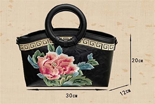 DANN Ladies Embroidered Handbag PU Ladies Shoulder Crossbody Bag (Color : C, Size
