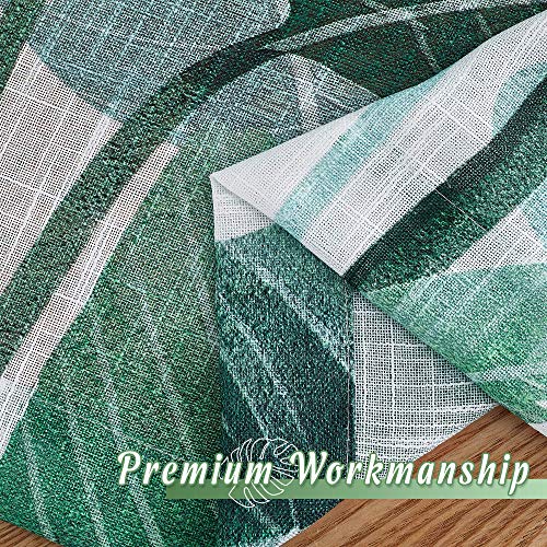 KGORGE Crossweave Sheer Curtains - Tropical Leaves Window Curtains for Bedroom Natural Pattern on White Sheer Backdrops for Dining Room Bathroom Sliding Door, W 50 x L 95 inch, 2 Pcs
