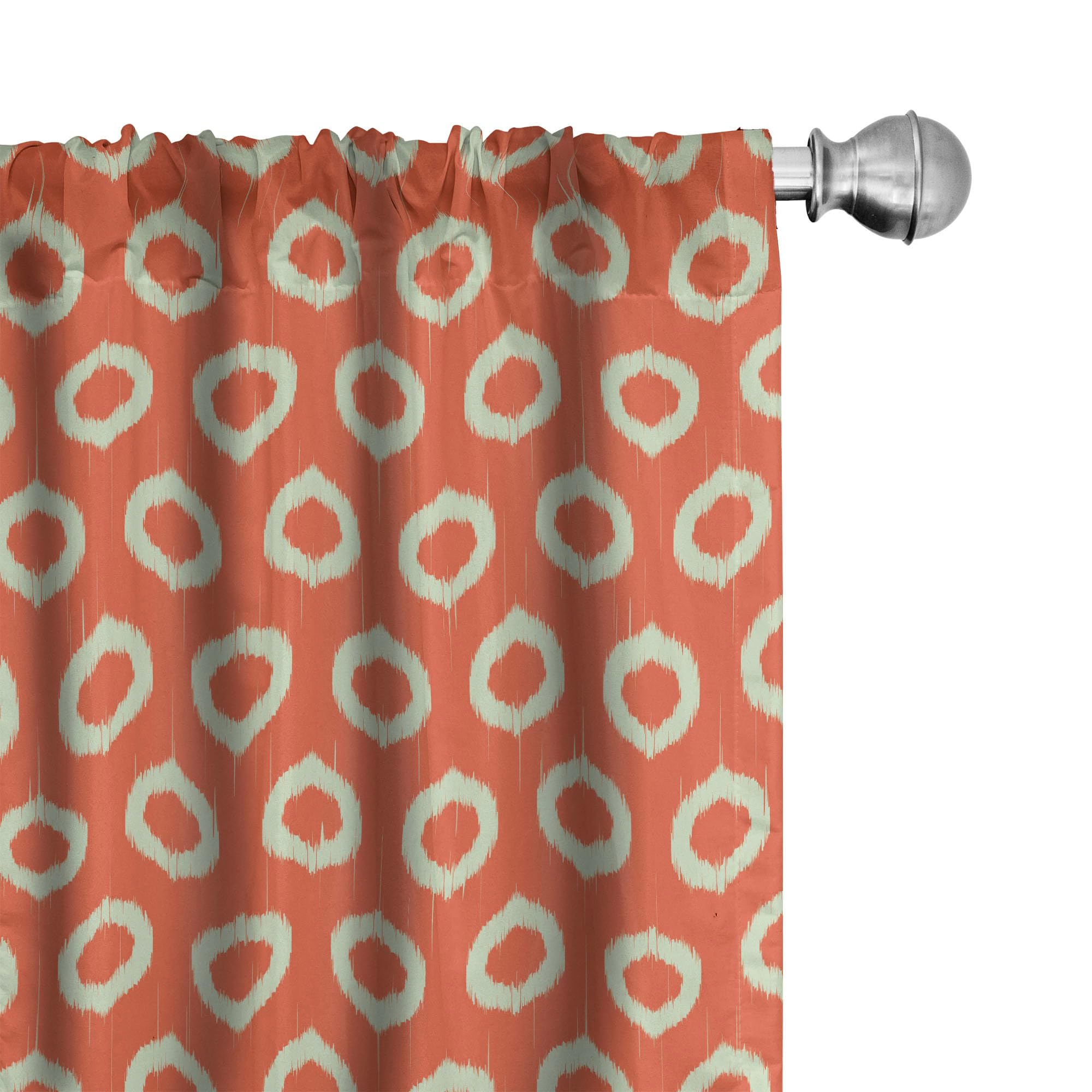 Ambesonne Ikat Curtains, Repeating Oval Shapes with Grunge Effect on Orange Backdrop Abstract Vintage, Window Treatments 2 Panel Set for Living Room Bedroom Decor, Pair of - 28" x 63", Beige Orange