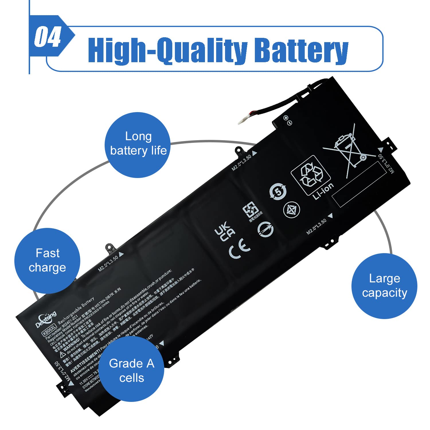 Dentsing KB06XL 902499-855 Laptop Battery Replace for HP Spectre X360 15-BL0XX 15-BL1XX 15-BL112DX Series Notebook 902499-856 902401-2C1 11.55V 79.2Wh