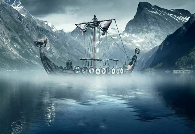 CINORD Landscape Cold North Sea Viking Long Ship Canvas Painting On The Wall Art Posters Bedroom Home Decor Living Room Prints (Framed,60x90cm)