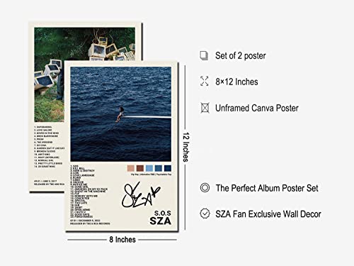 A Set of 2 canvas posters SZA Poster Ctrl Poster Poster SOS Poster , Album Aesthetics 2 Piece Set,8x12 Canvas Prints Unframed Set of 2