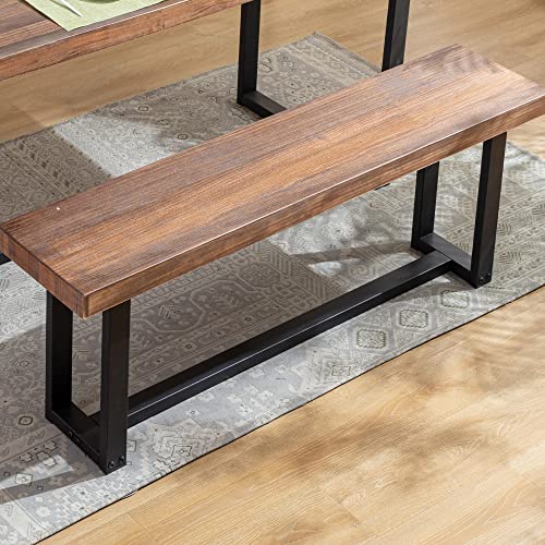St.Mandyu 72" Solid Wood Dining Table for 8-10 Person, Modern Farmhouse Kitchen Table with Metal Frame, Sturdy Breakfast Table for Living/Dining Room,Office Desk, Brown