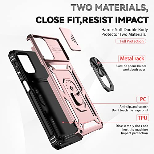 Compatible with Motorola Moto G Power 5G 2023 Case,[2 Pack] Screen Protector,Heavy Duty Phone Cover with Magnetic Kickstand,Slide Camera Cover Protection,for Moto G Power 2023 Phone Case Pink