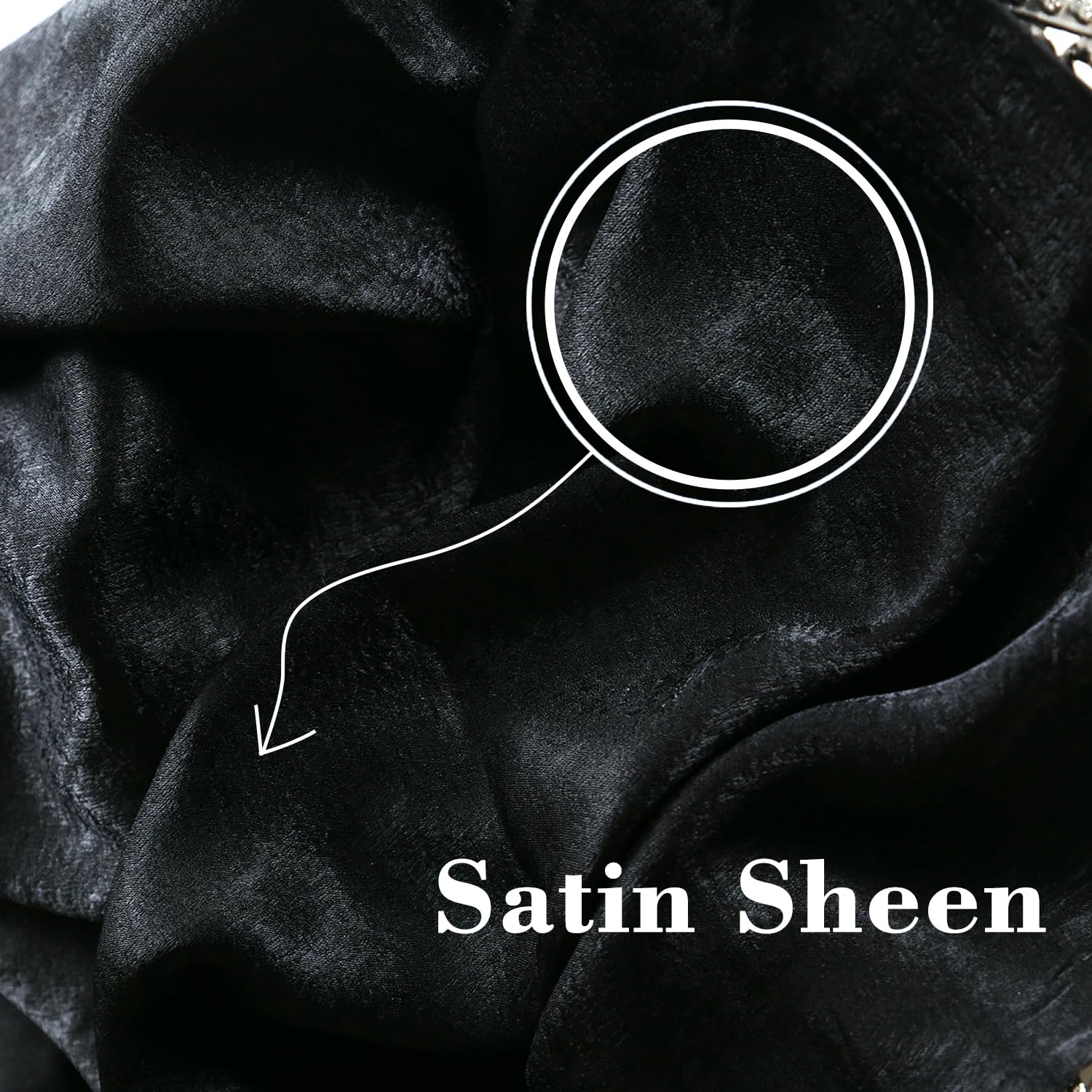 SHERWAY 9.6 Feet x 10 Feet Black Silky Soft Curtain Wedding Backdrop Drapes, Slightly Shiny Satiny Window Curtains for Party Ceremony Decoration