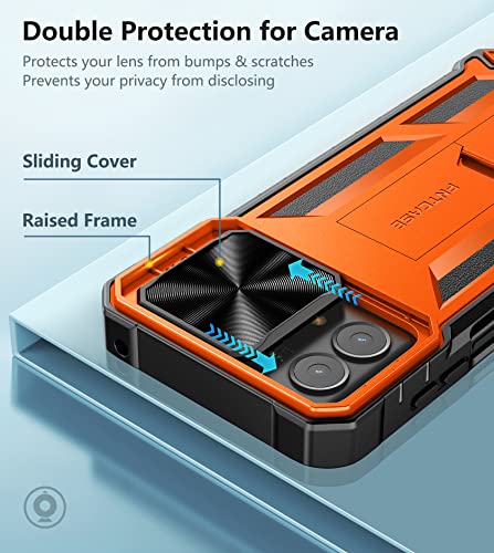 FNTCASE for Moto G Stylus-5G-2023 Case: Military Grade Drop Protection Cell Phone Cover with Kickstand & Slide | Rugged Shockproof Protective Bumper Textured | Heavy Duty Protector(Orange)