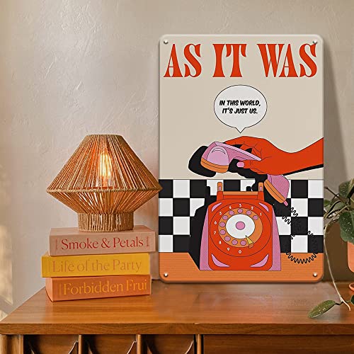 Vintage Harry Posters for Room Aesthetic Metal Tin Sign, HL As It Was Music Album Cover Wall Art Metal Poster, Pop Retro Abstract Style Home Party Wall Decor Tin Signs for Bedroom Living Room, 12X8 Inches