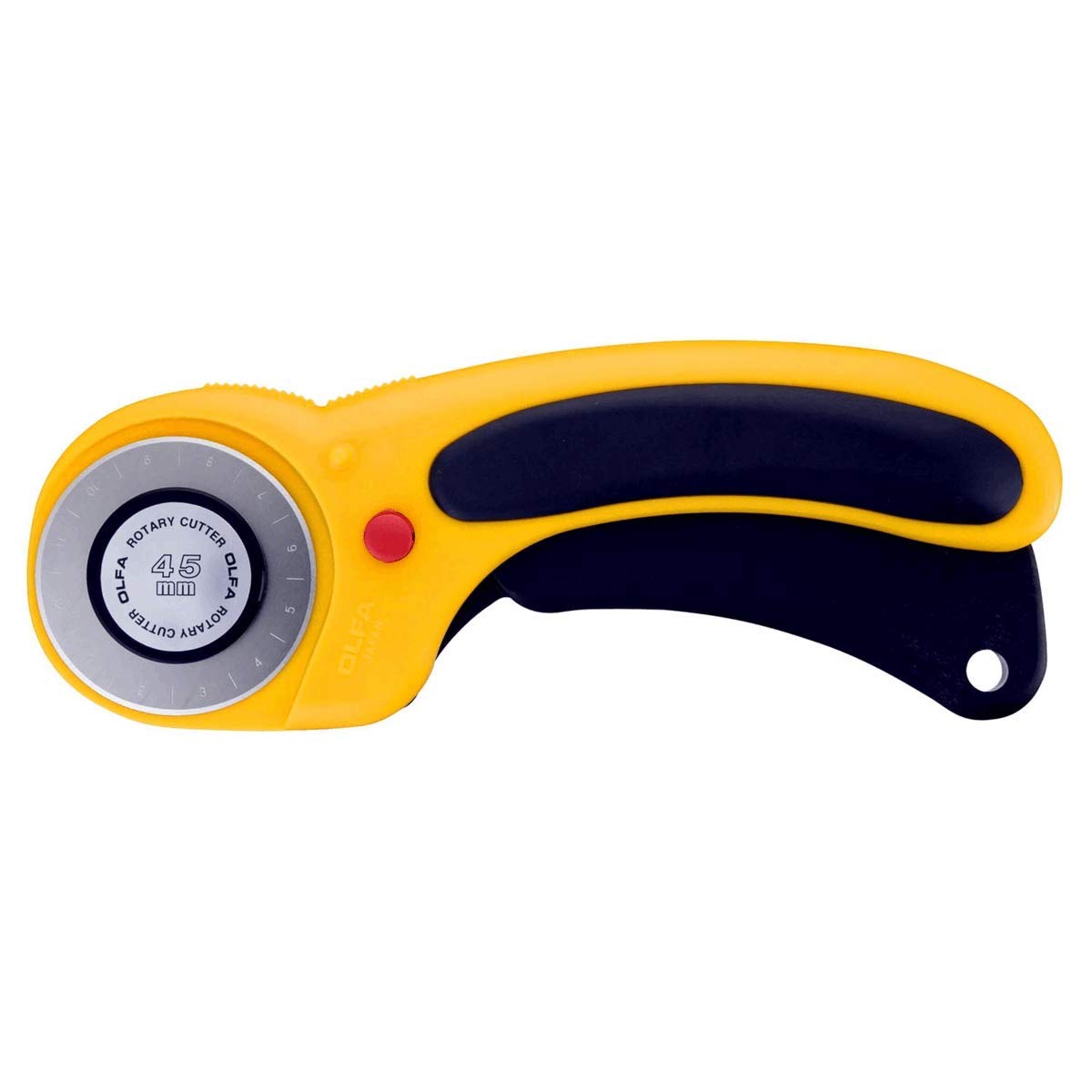 OLFA 45mm Ergonomic Rotary Cutter (RTY-2/DX) - Rotary Fabric Cutter w/ Blade Cover & Squeeze Trigger for Quilting, Sewing, Crafts, Replacement Blade: OLFA RB45-1H
