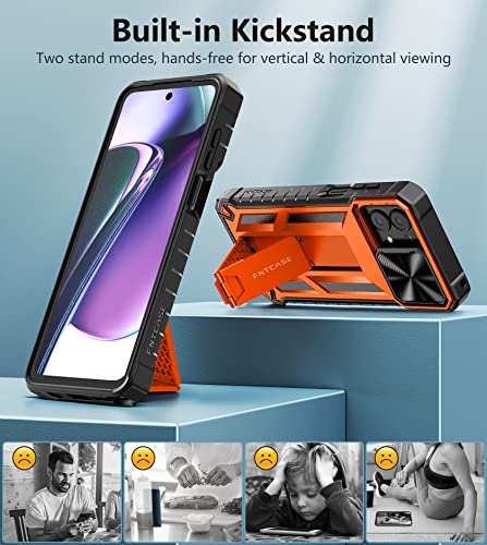 FNTCASE for Moto G Stylus-5G-2023 Case: Military Grade Drop Protection Cell Phone Cover with Kickstand & Slide | Rugged Shockproof Protective Bumper Textured | Heavy Duty Protector(Orange)