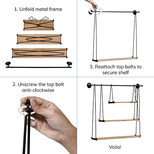 MH London Floating Shelves - Amersham 3 Tier Wall Shelf - Exclusively Designed Hand Crafted Wood Display Shelf - Contemporary Design for Wall Shelves for Room Décor