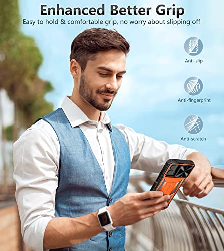 FNTCASE for Moto G Stylus-5G-2023 Case: Military Grade Drop Protection Cell Phone Cover with Kickstand & Slide | Rugged Shockproof Protective Bumper Textured | Heavy Duty Protector(Orange)
