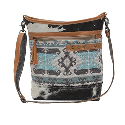 Western Leather Shoulder Bag for Women - Upcycled Canvas Crossbody Bag Isabela Fiori