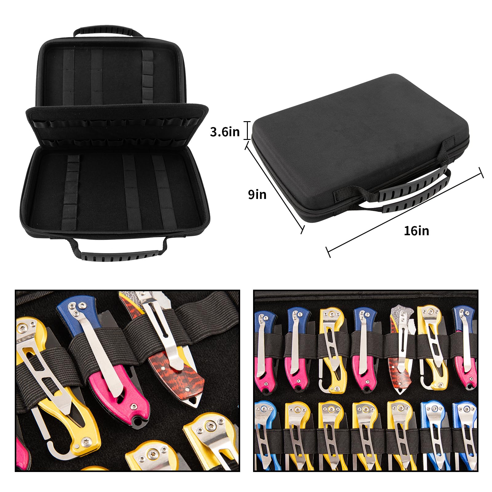 QEES Knife Display Case,62 Slots Knife Case,Knife Storage,Butterfly Knives Storage Organizer,Pocket Knives Collection Protector Butterfly Knives Case For Survival Tactical Outdoor EDC Mini Knife