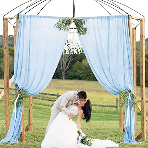 AMZLOKAE Chiffon Backdrop Curtains Baby Blue 29''x84'' Sheer Curtains 2 Panels Voile Window Curtains Tulle Backdrop Curtains for Party Light Blue Shower Curtains Chiffon Fabric for Wedding Arch