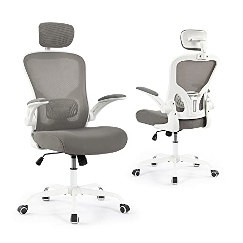 COLERLINE Home Office Chair Ergonomic Swivel Task Desk Chair Adjustable Headrest with Flip-Up Arms, Tilt Function, Lumbar Support & PU Wheels, Swivel Computer Task Chair for Men Women Adults 300lbs